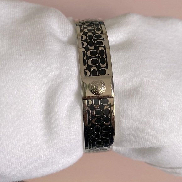 Coach | Jewelry | Vintage Coach Black And Silver Bangle Bracelet | Poshmark